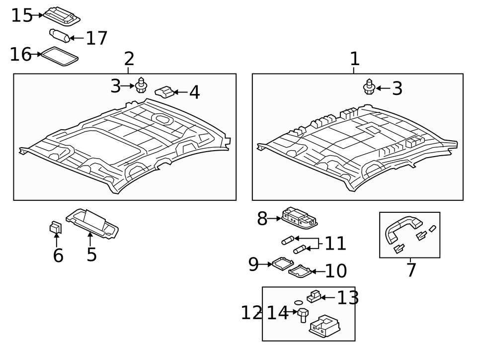 Genuine Honda Lining Assembly Roof *NH686L* (Normal) (Warm Gray) 83200 ...