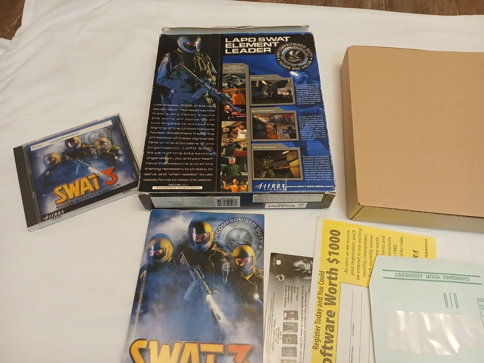 SWAT 3 Sierra Large Big Box Windows PC-CD-ROM Video Game 1999 Complete ...