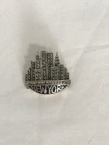 Judith Jack Pin New York Skyline Twin Towers Marcasite Sterling 925 ...
