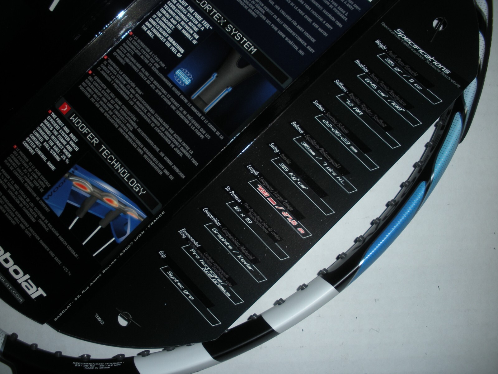 BABOLAT PURE DRIVE PLUS + RODDICK CORTEX 11oz 100 TENNIS RACQUET 4 1/2 ...