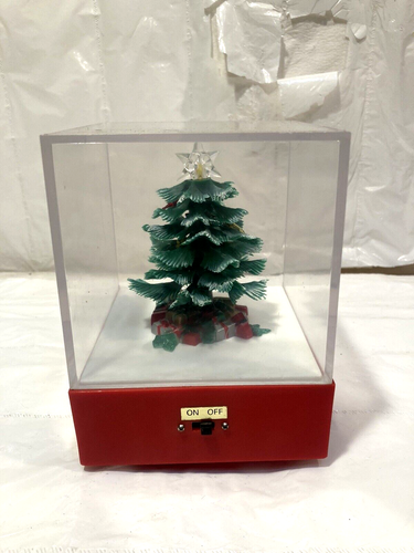 Vtg Revolving Musical Revolving Tree Chadwick White Christmas Lighted ...