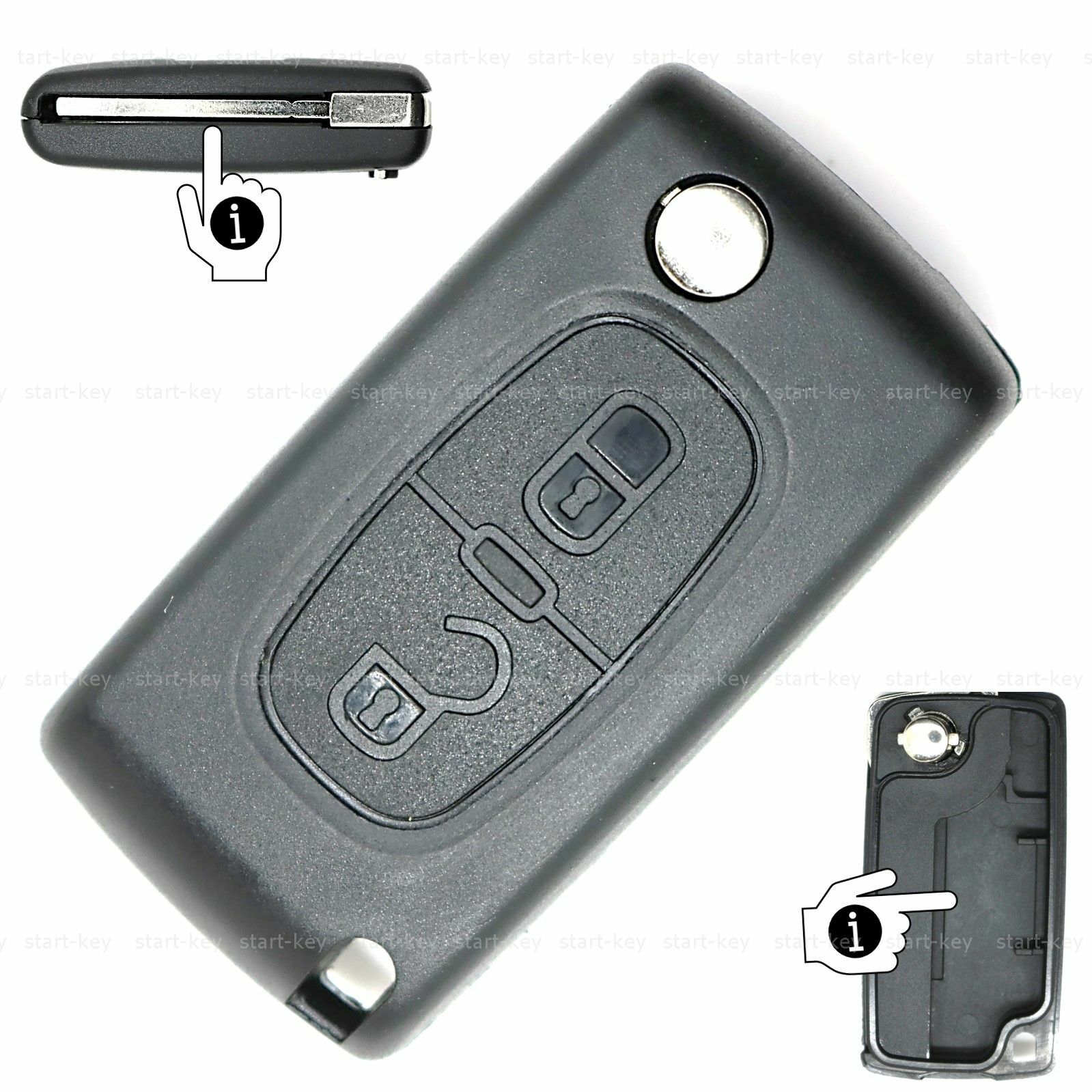 Citroen C3 C4 C6 Auto Klapp Schlüssel 2 Tasten repair Ersatz Gehäuse O ...
