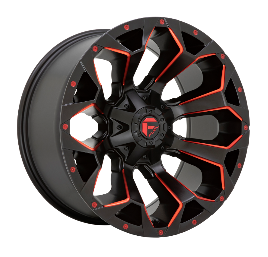FUEL Assault D787 20X10 6X135/6X139.7 ET-22 Matte Black Red Milled (Qty ...