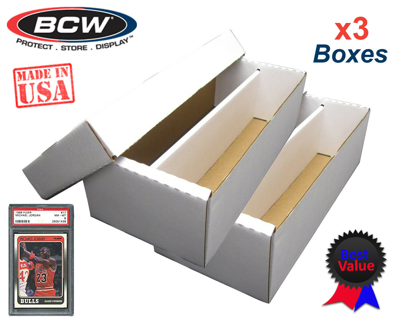 3 BCW Graded Card Shoe Storage Boxes 2 Row PSA Beckett Sport Topload ...