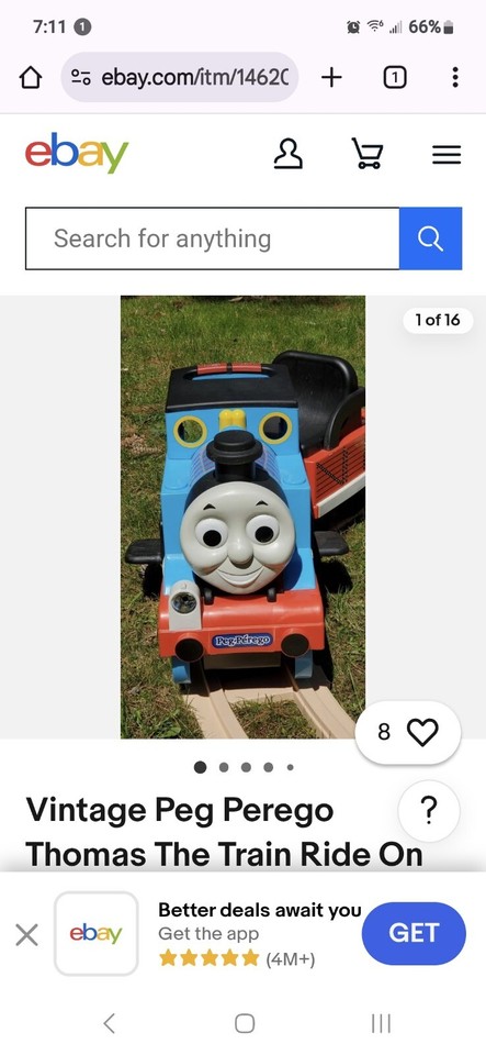 Vintage Peg Perego Thomas The Train Ride On With NewBattery & Charger ...