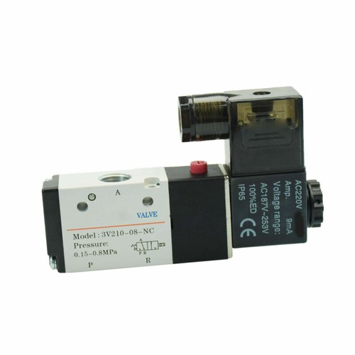 3V210-08 Solenoid Valve for AirTAC AC 220V 1/4" BSPT 3 Way 2 Position ...