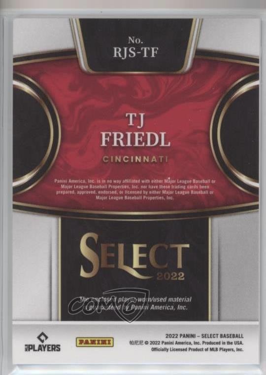 2022 Panini Select Rookie Jumbo Swatch TJ Friedl #RJS-TF RC | eBay