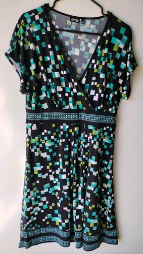 Vintage 80s APT. 9 Blue Green Cap Sleeve Women's Short Dress Large | eBay