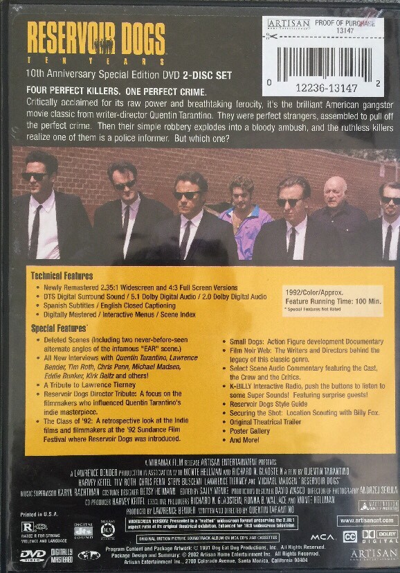 Reservoir Dogs (DVD) 10th Anniversary Edition 2 Disc Set 12236131472| eBay