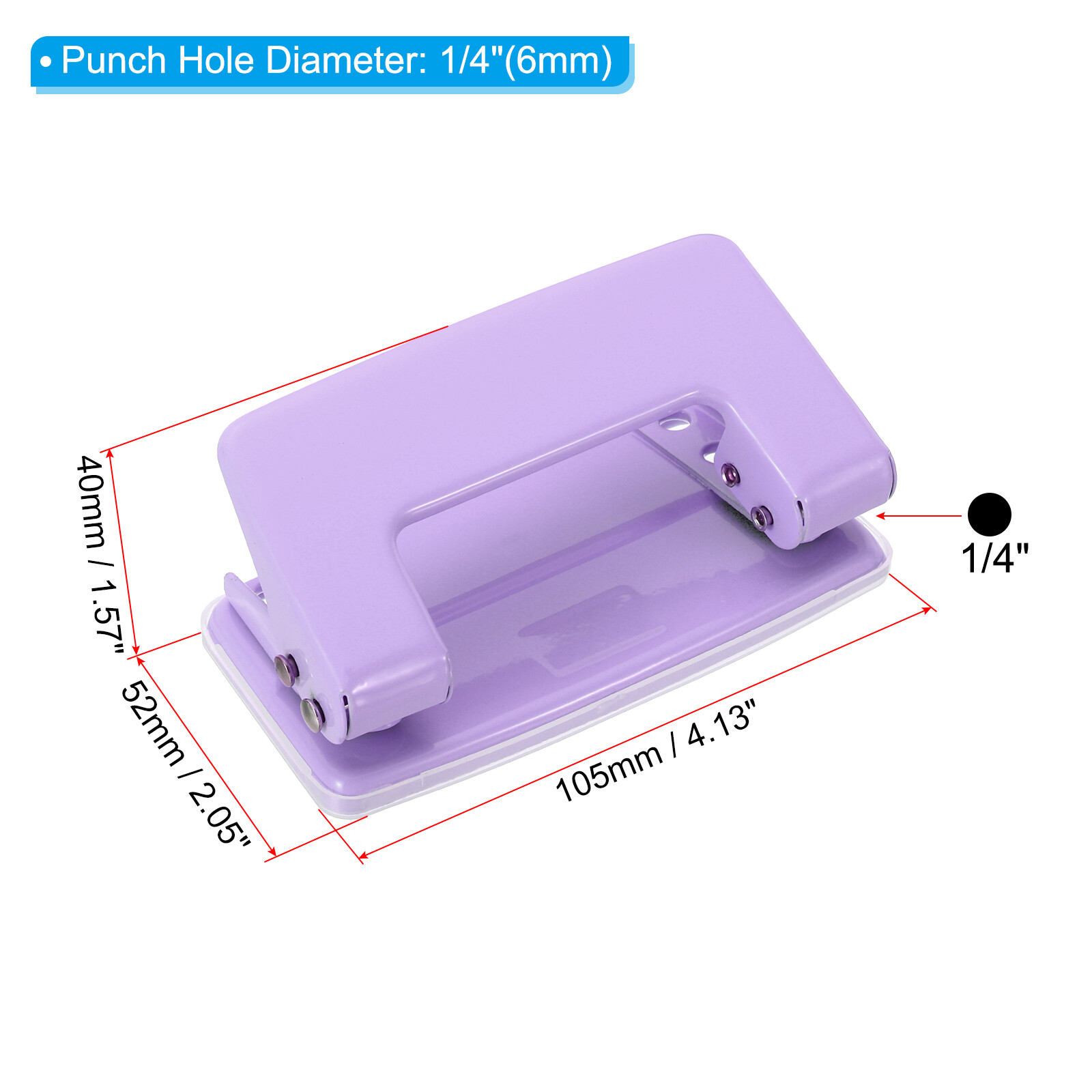 1/4" 2 Hole Paper Punch Metal Puncher 8 Sheets Capacity Hole Punch ...