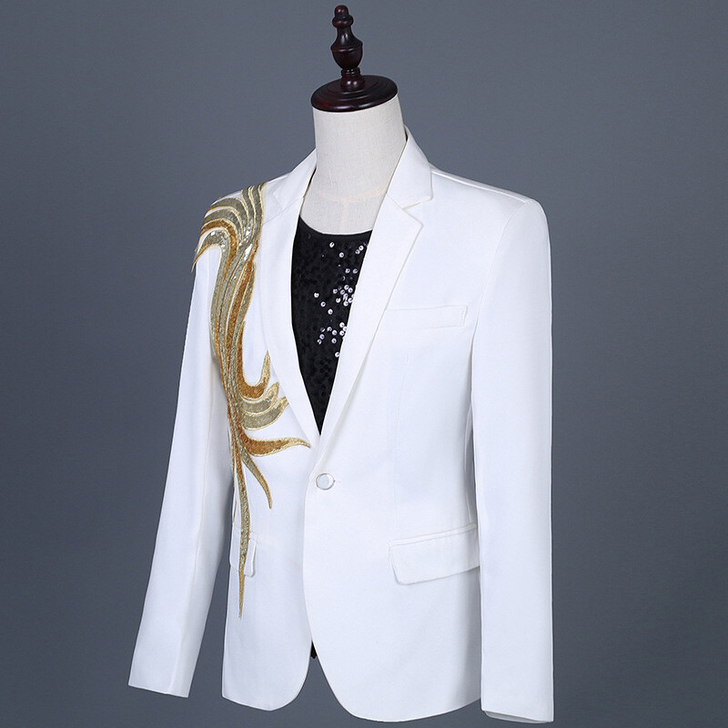 Men Suit Blazer Top Fancy Dress Jacket Coat Party Showman Wedding ...