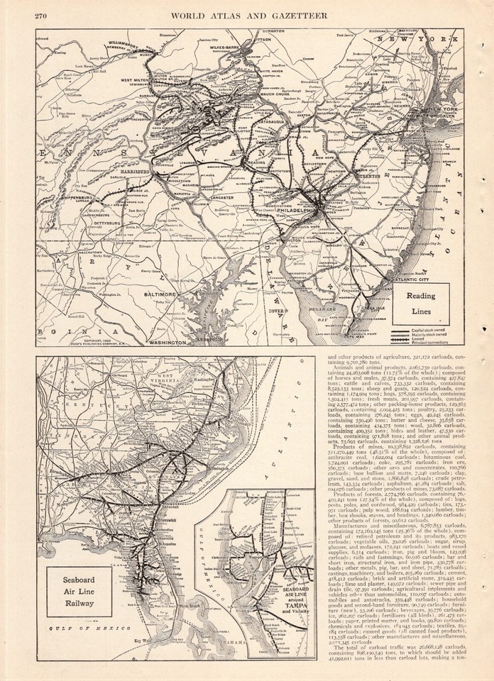 1923 Antique Reading Railroad Map Vintage Reading Lines Railway Map 602 ...