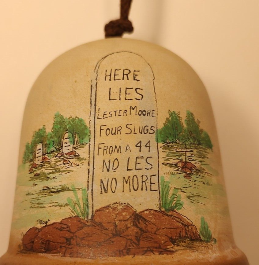 Vintage Southwest Tombstone Bell Wind Chime Hand Painted Sandstone ...