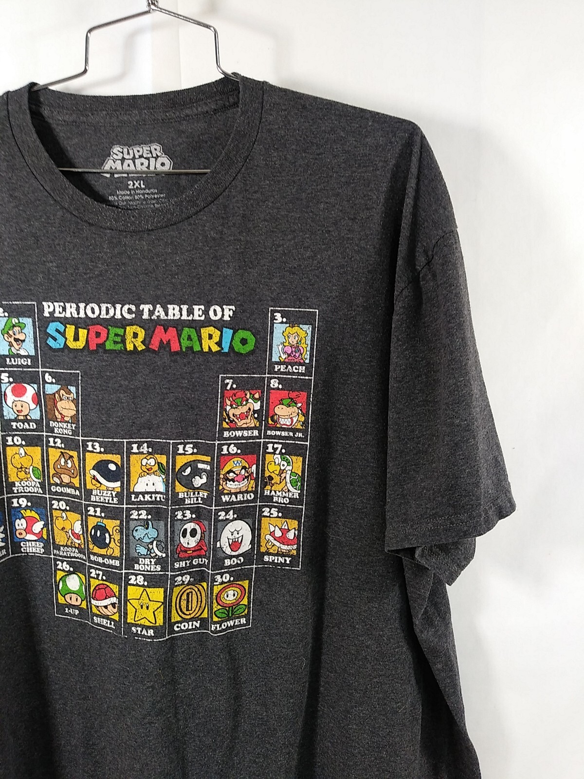 Gray Periodic Table Of Super Mario T-Shirt Unisex Adu… - Gem