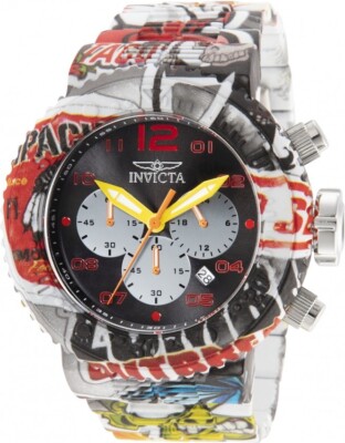 NEW INVICTA PRO DIVER GRAFFITI BLACK CHRONOGRAPH WATCH STEEL QUARTZ ...