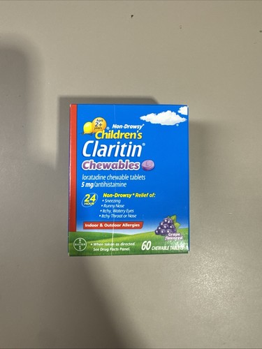 Claritin Children's 60ct Grape 5mg Chewable Tablets Allergies EXP 12/ ...
