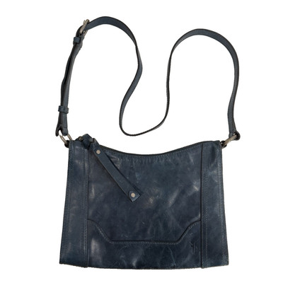 Frye Melissa Zip Satchel Blue Leather Adjustable Strap Crossbody Purse ...