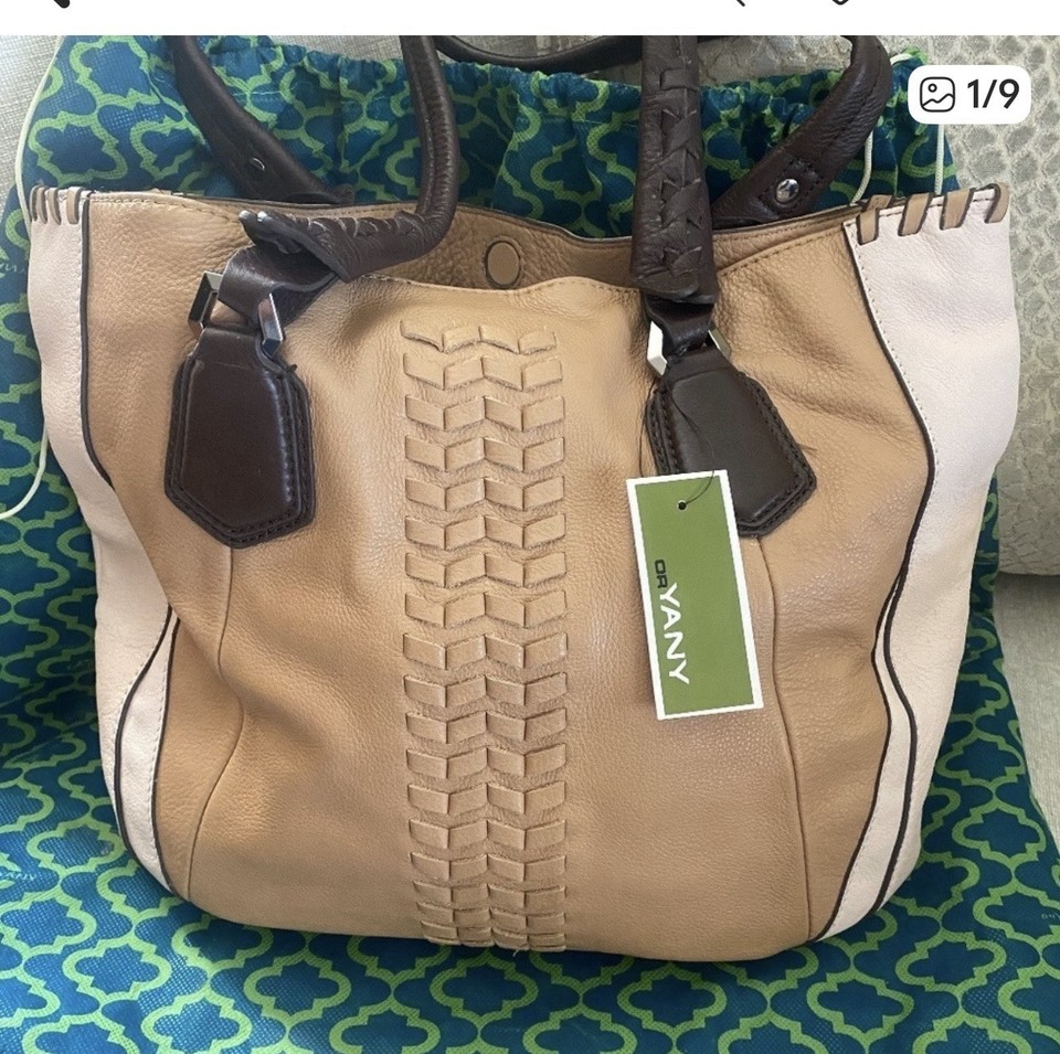orYANY Tan Brown Tote Bag, Braided Accents, Shoulder Strap, Dust Bag ...