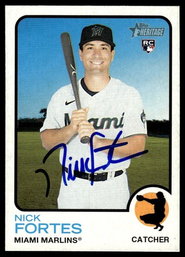 2022 Topps Heritage Baseball Nick Fortes RC Auto Miami Marlins #149 ...