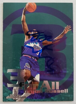 Byron Russell Signed 1999 Skybox Dominion #198 Card Utah Jazz Auto NBA ...