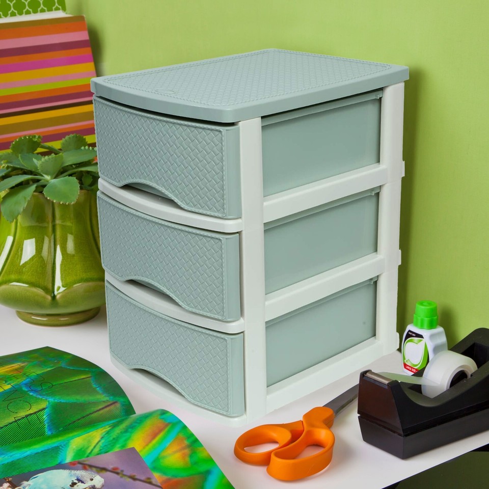 3 Drawer Filling Cabinet Storage Unit Removable Compartment Rattan ...