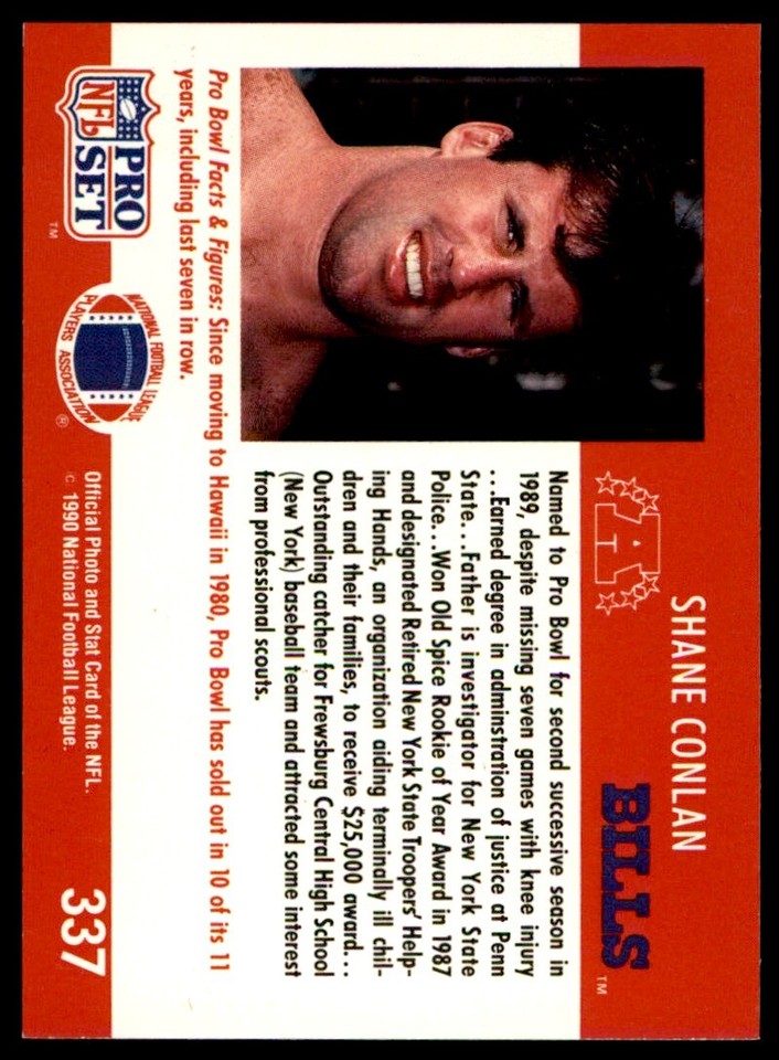 1990 Pro Set Shane Conlan Buffalo Bills #337 | eBay