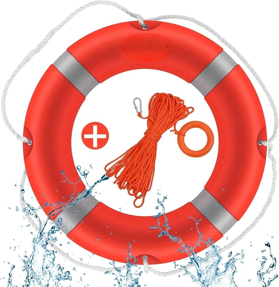 Life Preserver Ring Floating Rope Swimming Pool Safety Ring Lifebuoy 98 ...