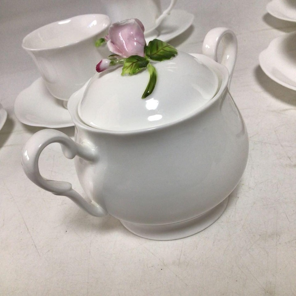 Maruri Bone China Demitasse Floral Cup and Saucer Set Sugar Pot | eBay