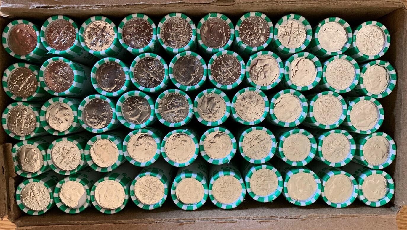 5 - 2013-D Uncirculated ROOSEVELT DIME ROLLs - Loomis Roll - 5 Rolls ...
