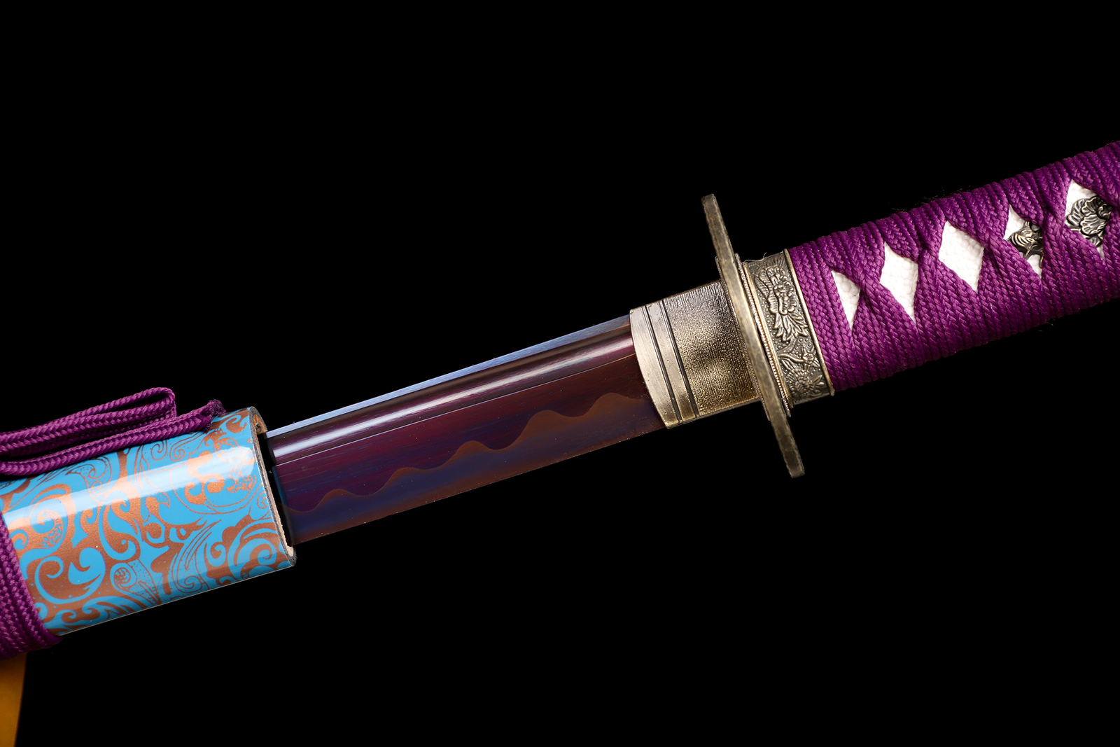 Purple Blade Katana Battle Ready Japanese Samurai Full Tang Sharp Sword ...