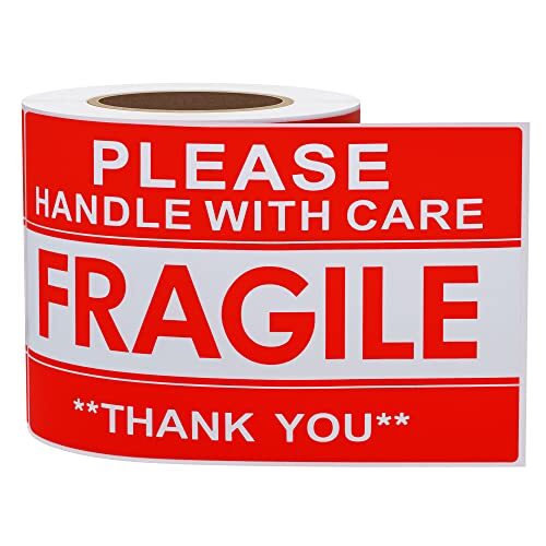 3x5 Inch Fragile Stickers Roll Adhesive Warning Labels for Shipping Box ...
