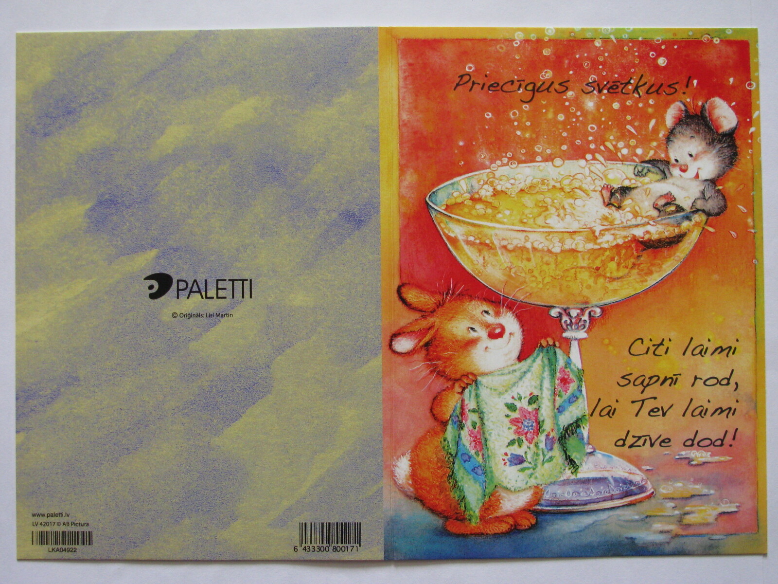 New Lisi Martin double card rabbit hare mouse animal a glass of ...