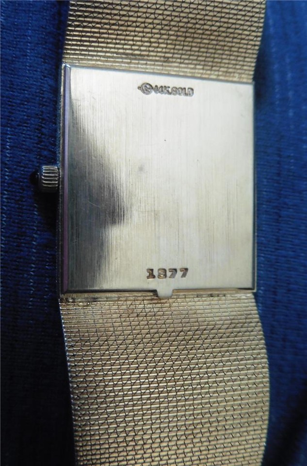 Vintage 14K Gold OMEGA Unisex Wristwatch Mesh Bangle Watch Swiss ...