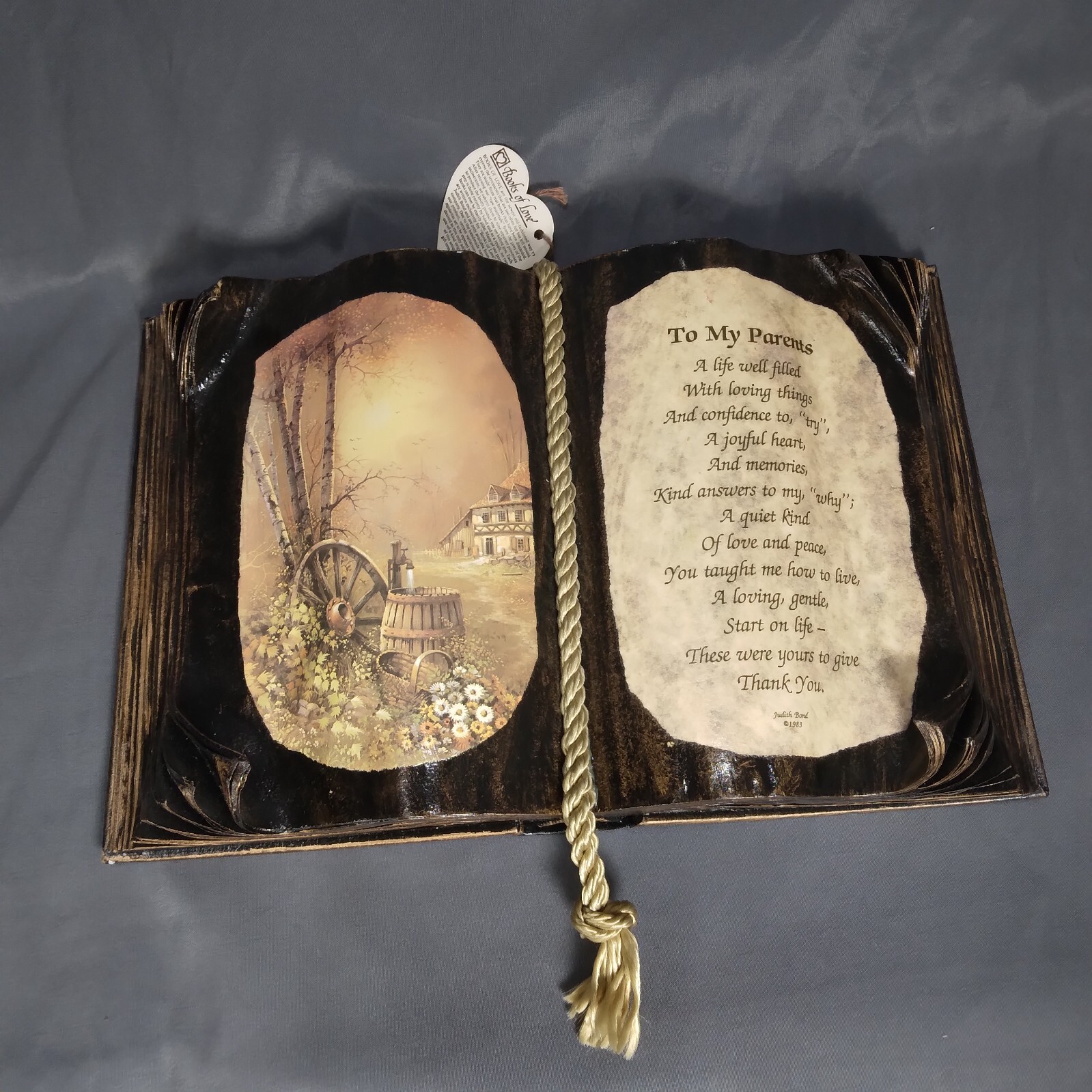 Vtg '83 Books Of Love "To My Parents" Judith Bond Poem Decoupage Book ...