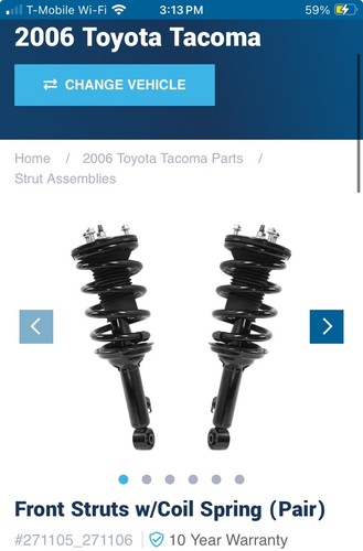 2005-2015 tacoma Front Struts w/Coil Spring | eBay