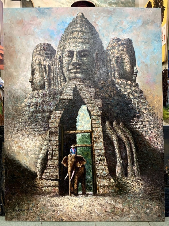 Wall Art Angkor Thom Gate Painting Signed 120cm x 160cm | eBay