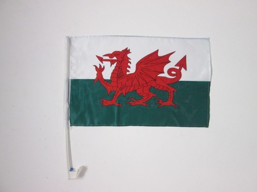 WALES CAR FLAG 18'' x 12'' - WELSH CAR FLAGS 30 x 45cm - BANNER 18x12 ...