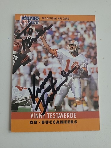 Vinny Testaverde signed Auto Tampa Bay Buccaneers 1990 Pro Set football ...