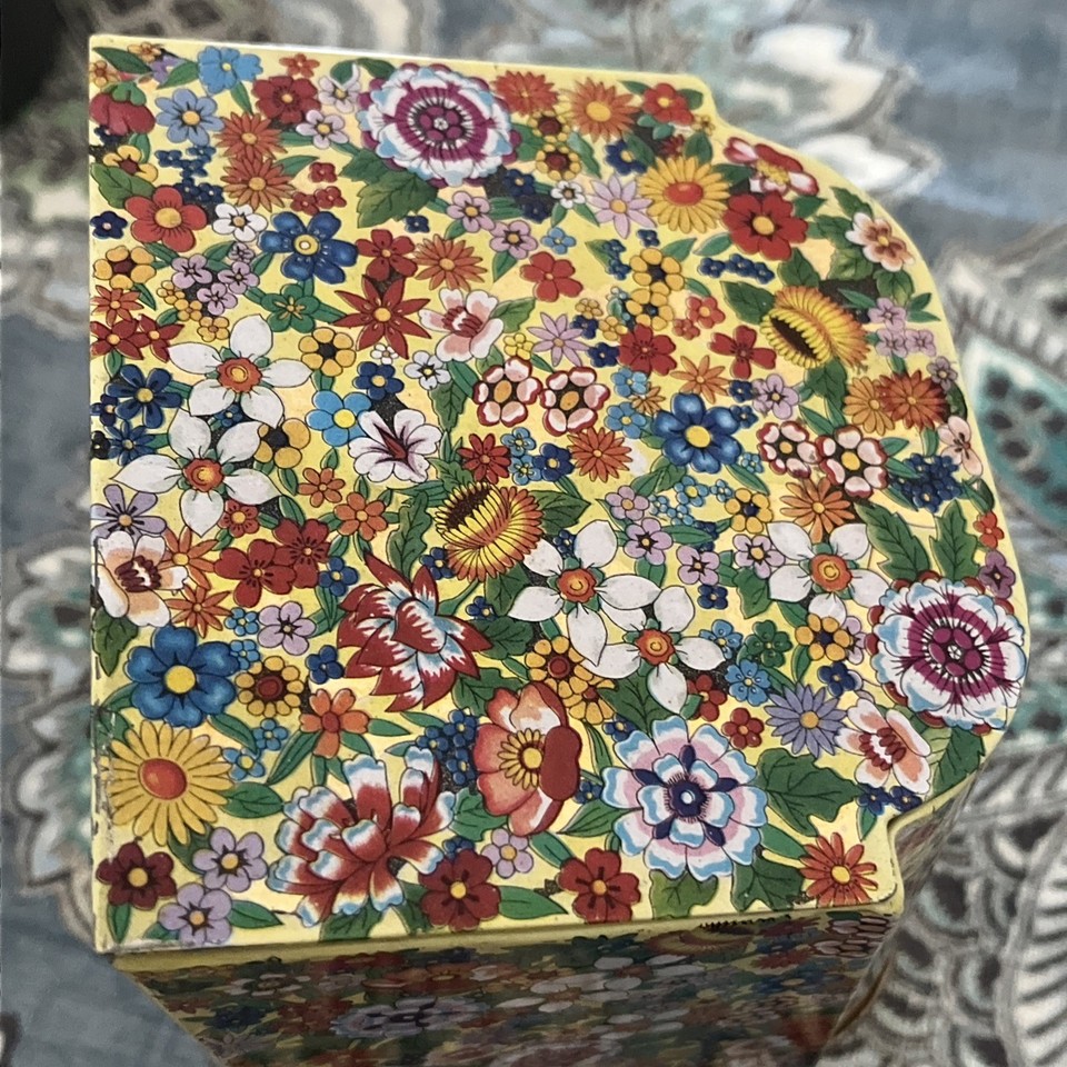 Vtg Metal Tin Tea Container FLOWER PATTERN ENGLAND Used Rare | eBay