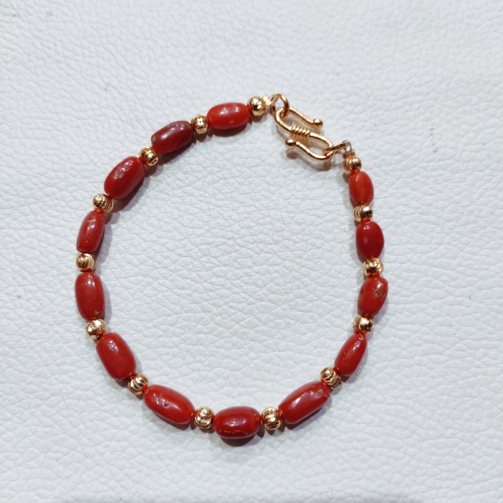 Red Coral Bead Bracelet Italian Natural Coral Bracelet Handmade Beaded ...