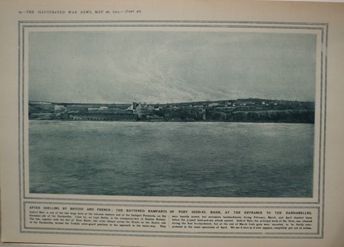 1915 WWI WW1 Imprimé Battu Ramparts Fort Sedd-El Bahr Entrée Pour ...