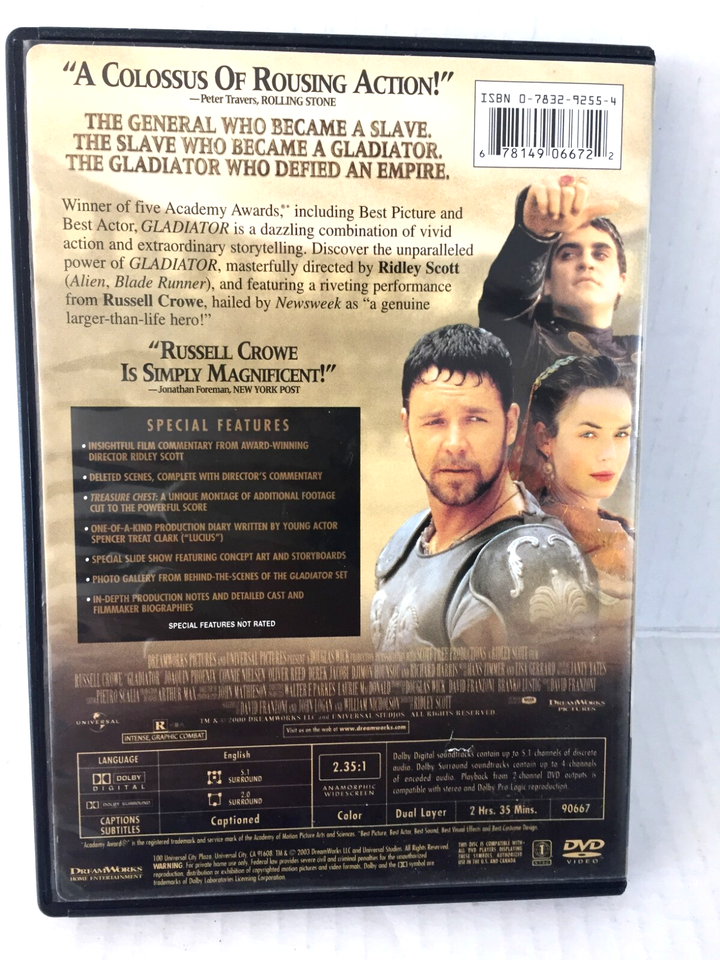 Gladiator Russell Crowe DVD Widescreen Ships Same Day With Tracking | eBay