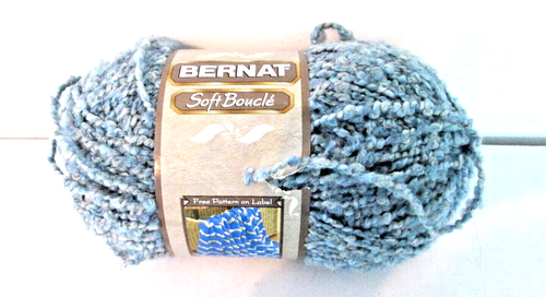 1 Skein Bernat Soft Boucle Yarn #26953 Soft Blue Shades #6 Acrylic 5 ...