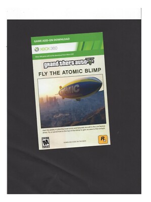 GTA V Atomic Blimp CODE EXPIRED Xbox 260 INSERT ONLY Authentic NO ...