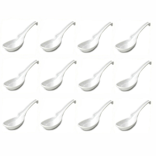 Set of 12 Chinese Japanese Plastic Wonton Soup Spoons w/Hook Different ...