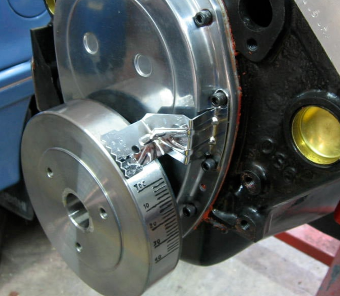 8" SB Chevy Chrome Timing Tab Marker SBC 305 327 350 383 SBC Chain ...