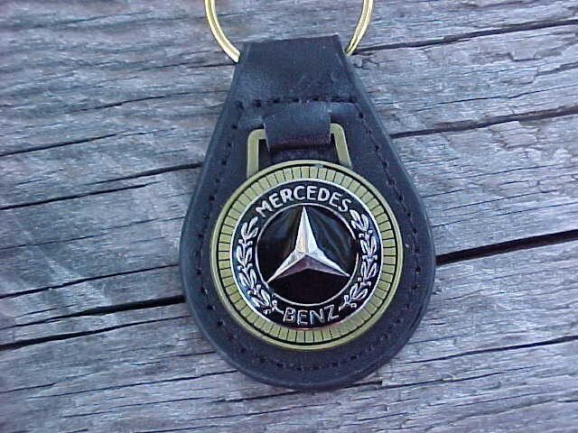 MERCEDES BENZ GOLD LEATHER KEY FOB VINTAGE NOS HI-QUALITY FINE TOP ...