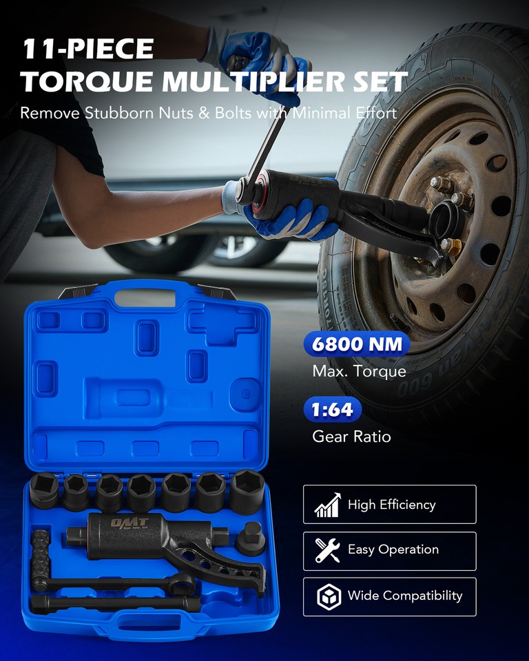 OMT Heavy Duty Torque Multiplier Wrench Set 1" Drive 1:64 Labor Saving ...