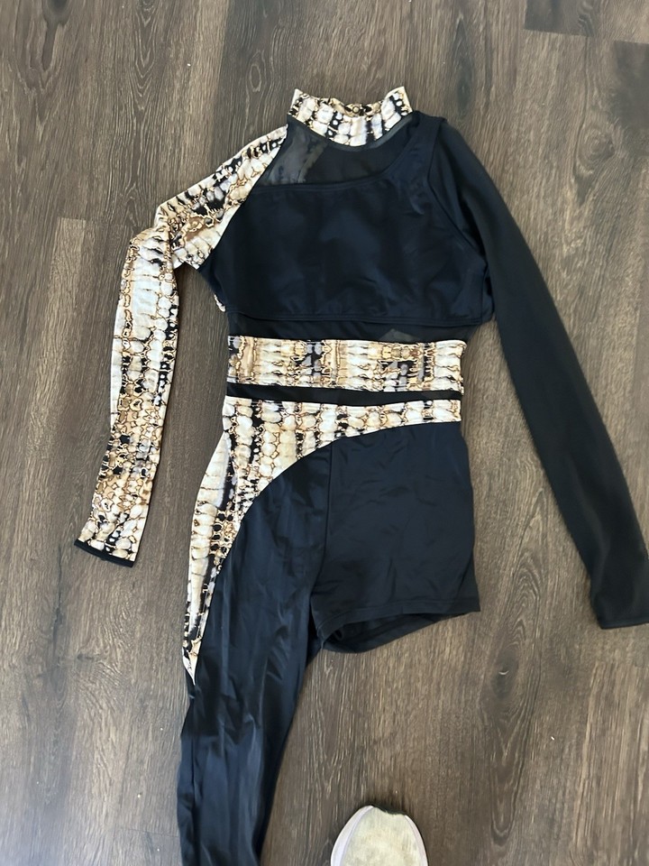 WEISSMAN Elite Dance Costume unitard Yellow Flicker Beat MT11165 Snake ...