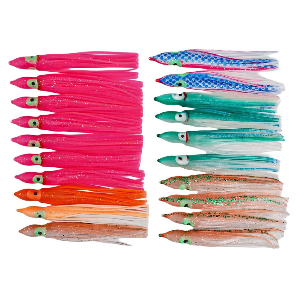 20 Pcs Imitation Fishing Lures Squid Octopus Skirts Baits For Saltwater ...